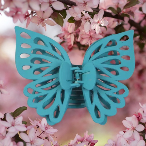 Accessories | New Green Blue Large Butterfly Claw Clip | Poshmark
